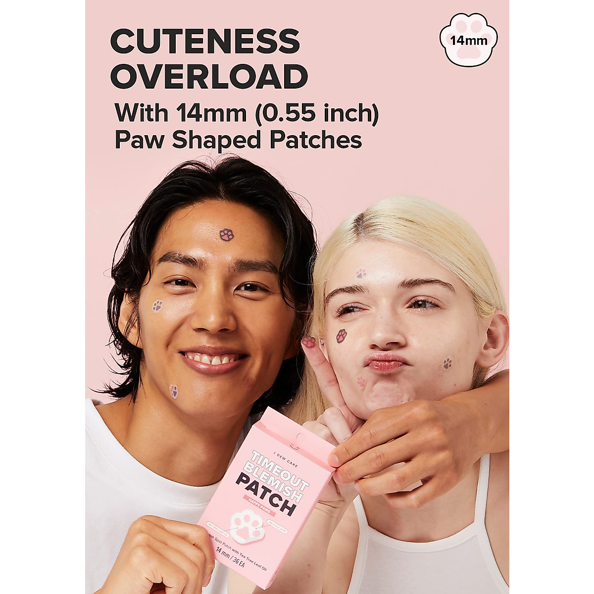 I DEW CARE Hydrocolloid Acne Pimple Patch - Timeout Blemish Happy Paws | Korean Cute Acne Patches | zit patches for face and skin, 36 Count (14mm), Facial Stickers, Absorbing with Tea Tree Leaf Oil