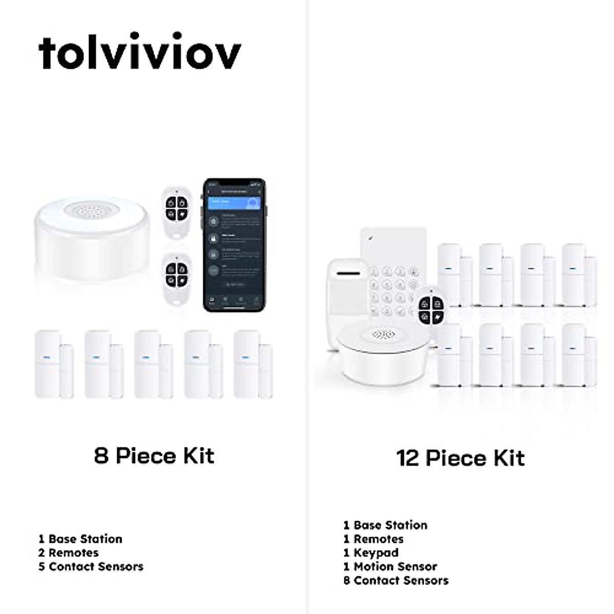 WiFi Door Alarm System, Wireless DIY Smart Home Security System, with Phone APP Alert, 8 Pieces-Kit (Alarm Siren, Door Window Sensor, Remote), Work with Alexa, for House, Apartment by tolviviov