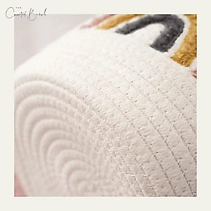 Organic Cotton Luxury Rainbow Basket Handmade Sustainable Recycable and Environmental Friendly in Neutral Earth Tones for Nursery Children Kids Home Organization Toys Books Container Decor