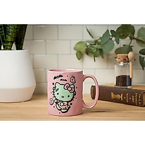 Silver Buffalo Sanrio Hello Kitty Halloween Frankenstein Wax Resist Ceramic Pottery Mug, 17 Ounces