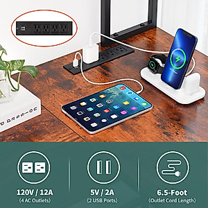 Yoobure L Shaped Desk with LED Strip & Power Outlet, Reversible L-Shaped Computer Desk, Corner Desks Home Office Desk with Drawer, Gaming Desk