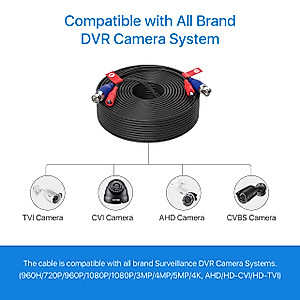 ZOSI 4 Pack 100ft (30 Meters) 2-in-1 Video Power Cable, BNC Extension Surveillance Camera Cables for Video Security Systems (Included 4X BNC Connectors and 4X RCA Adapters)