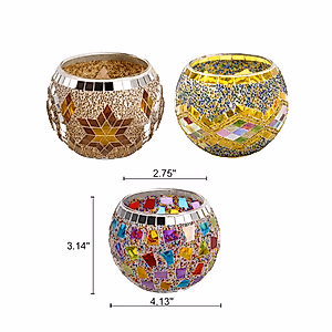 IIQ Votive Candle And Tealight Holders for Table, Handmade Stained Glass Beauties for Home Decor/Party Decorations