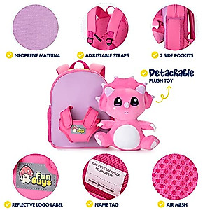 Kawaii Dinosaur Backpack for kids 3-5, Toddler backpack for boys girls, Kids' backpacks, Preschool backpack for kids 5-7, Kindergarten backpack, Toddler Bookbag, Dino Backpack for boys 4-6, Pre K Bag