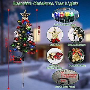 Solar Christmas Decorations Tree Lights,Outdoor Waterproof 20LED-Lights for Yard Decorative, Solar Stake Lights Xmas Tree Garden Decor with Constant & Flashing Modes for Pathway Lawn Patio, 4 Pack