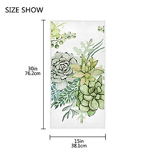 DOMIKING Succulent Plants Printed Print Soft Hand Towels for Bathroom Decorative Guest Towels fingertip Towels for Hotel Spa Gym,16 x 30 inches