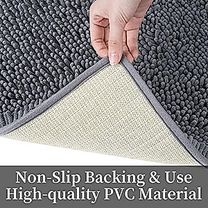 SONORO KATE Bathroom Rug,Non-Slip Bath Mat,Soft Cozy Shaggy Thick Bath Rugs for Bathroom,Plush Rugs for Bathtubs,Water Absorbent Rain Showers and Under The Sink (Dark Grey, 44"×26")