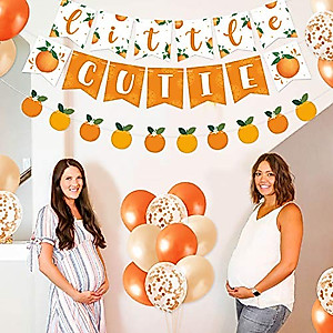Little Cutie Baby Shower Decorations Orange Birthday Party Supplies Kit, Little Cutie Banner Cake Topper Citrus Cupcake Topper Confetti Balloons for Tangerine Baby Shower Clementine Birthday Party