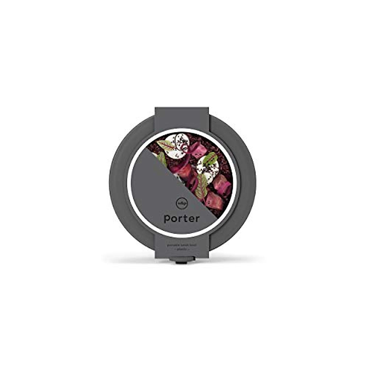 W&P Porter Plastic Bowl Lunch Container w/ Protective Non-slip Exterior, Charcoal 1 Liter | Lid & Snap-tight Silicone Strap | Food Storage, Bento Box, Meal Prep | BPA-Free Plastic