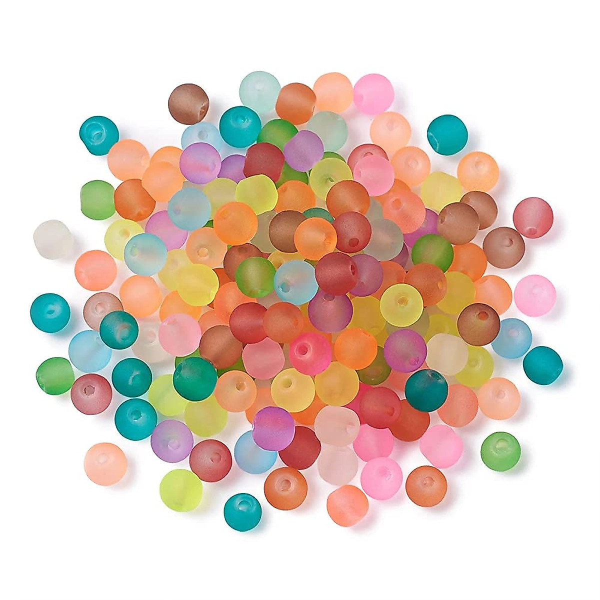 500pcs Frosted Glass Round Spacer Beads 6mm Mixed Color Mini Loose Beads for Necklace Bracelet Jewelry Making Craft DIY Accessories