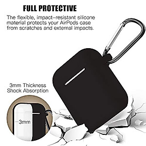 HAndPE Silicone Case Full Protective Cover[Front LED Visible] for Apple Airpods 2 [Compatible with Airpods 1] (Black)