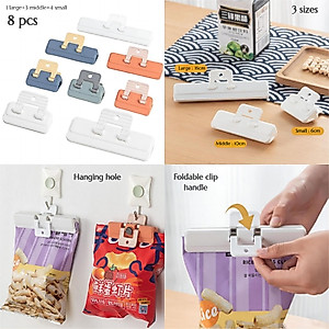 KINTEGOOD 8 PCS Upgrade Magnetic Chip Clips, Food Clips Bag Clips for Food Kitchen Clips for Food Packages, Chip Bag Clips Wide Open Bag Clips for Food Storage Chip Clips with Tight Seal Grip