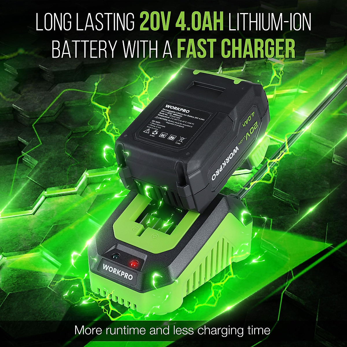 WORKPRO Cordless Angle Grinder, 20V Brushless Grinder with 4.0Ah Battery and Fast Charger, 4-1/2 Inch Dics, 8500RPM Brushless Motor Electric Grinder Power Tools for Metal and Wood