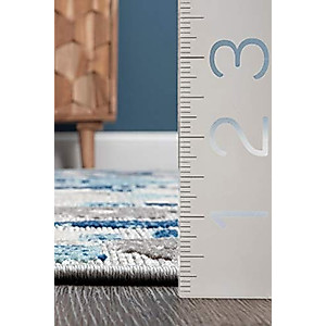 nuLOOM Indoor/Outdoor Contemporary Celestial Accent Rug, 3x5, Blue