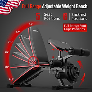 HARISON Adjustable Weight Bench with Leg Extension and Preacher Pad, Flat Incline Decline Exercise Bench for Home Workout Weight Training (2024)