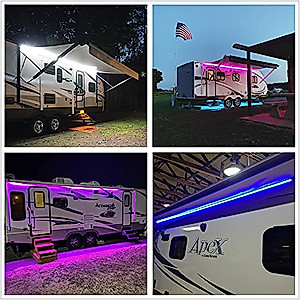 ROLiGHTiC RV Awning Lights, Camper Awning Lights for RV Motorhome Travel Trailer Canopy, RV Exterior Outdoor Lights, RGB, DC 12v (16.4FT / 5M)