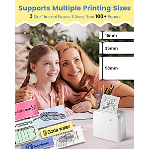 Memoking Photo Sticker Printer Machine - 2" Mini Printer - HD 300dpi Sticker Maker Machine for Pad&Phone - M02 Pro Portable Mini Pocket Thermal Printer White - Inkless Bluetooth Printer for Photos,DIY