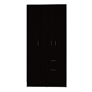 Homxi Armoire,Double Door Cabinets,One Drawer,Metal Rod,Five Shelves -Black White Armoire Wardrobe for Bedroom