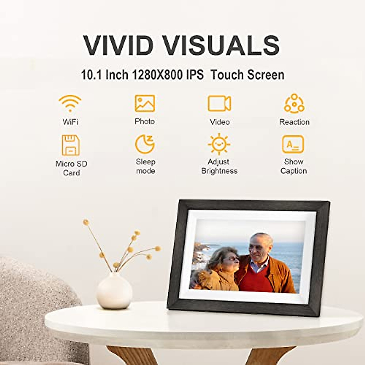 Frameo Digital Photo Frame with 32GB Memory,10.1 Inch WiFi Smart Digital Picture Frame with HD IPS Touch Screen,Auto-Rotate,Send Pictures from Anywhere via Frameo APP(Wood Effect)