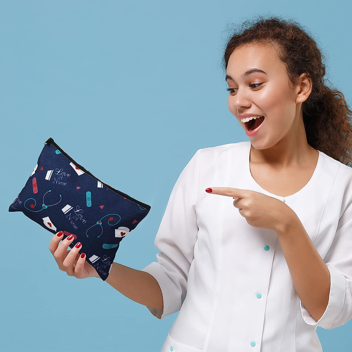 Reginary 6 Pcs Nurse Cosmetic Bag Bulk Christmas Nursing Gifts for Women Nurse Pouch Bags Makeup Bag Travel Organizer Zipper Pouch Xmas Birthday Gift for Nurse Nursing School(Bright Style)