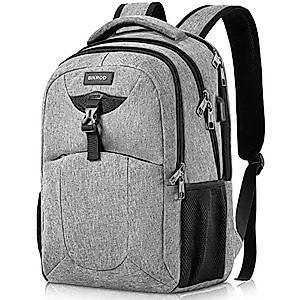 BIKROD Travel Laptop Backpack for Men and Women, School Backpacks for Teens Water Resistant Back Pack with USB Charging Port, Business Anti Theft Durable Computer Bag Gifts Fit 15.6 IN Laptop, Grey