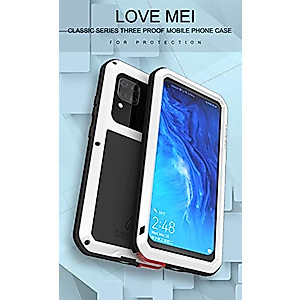 LOVE MEI Metal Case for Huawei P40 Lite, Heavy Duty Military Bumper Robust Dustproof Shockproof Anti-Drop Aluminum Metal Full Body Protection case Cover with Tempered Glass for Huawei P40 Lite (Black)