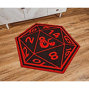 Dungeons & Dragons Red D20 Dice Printed Area Rug | Indoor Floor Mat, Accent Rugs For Living Room and Bedroom, Home Decor For Kids Playroom | Dungeon Master Gifts And Collectibles | 52 x 45 Inches