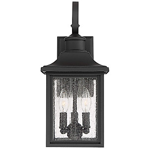 John Timberland Moray Bay Industrial Outdoor Wall Light Fixture Black Steel 17 3/4" Clear Seedy Glass Lantern for Exterior House Porch Patio Outside Deck Garage Yard Front Door Garden Home