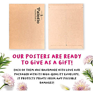 Cherry Blossom Wall Art Poster - Unframed 8x10 in - Beautiful Decorations Posters for Living Room - Pictures with Floral Pattern for Bedroom Decor - Black & White & Red Pics for Woman