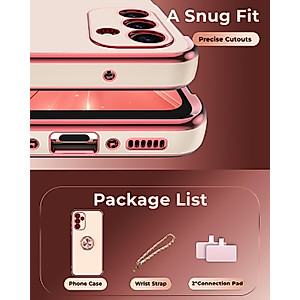 Miss Arts for Samsung Galaxy A14 5G Case, Ring Holder Stand Luxury Bling Electroplated Phone Case with Strap, Cute Soft TPU for Galaxy A14 5G Cover for Women Girls, Pink