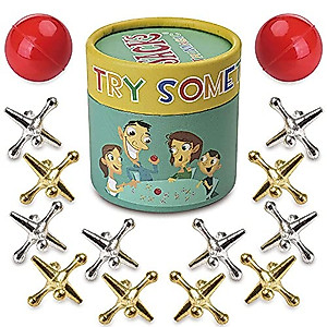 TriMagic Jacks Game with Ball, Old School Jax Game Toys, Retro Vintage Board Games for Kids 8-10-12 Years Old and Young Adults, Classic Traditional Table Games for Family Game Night
