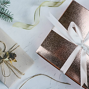 10 Pack Gift Boxes Rose Gold 8x8x4 Inches, Bridesmaid Proposal Gift Box Set with Ribbon，Paper Gift Box with Lids for Wedding Present, Cupcake Boxes, Birthday Party Favor, Engagements and Christmas