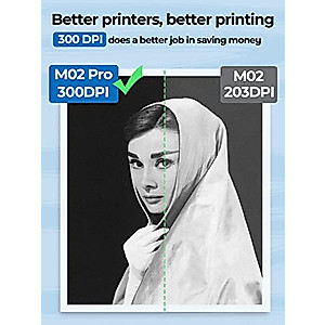 Phomemo M02Pro Mini Sticker Printer - 300DPI Bluetooth Pocket Printer, 15/25/50mm Label Maker, Compatible with iOS & Android, Wireless Printer for Retro Picture, Gift, Office, Home Labeling- White