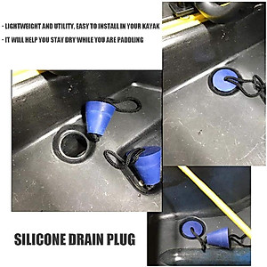 4 Packs Universal Kayak Scupper Plug Kit Silicone Scupper Plugs Drain Holes Stopper Bung with Lanyard for Native Kayaks Hobie Kayaks Wilderness Systems Kayaks Perception Kayaks and More, Black