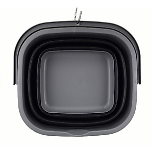 SAMMART 10L (2.6 Gallon) Collapsible Rectangular Handy Basket/Bucket (Grey/Black (Set of 2))