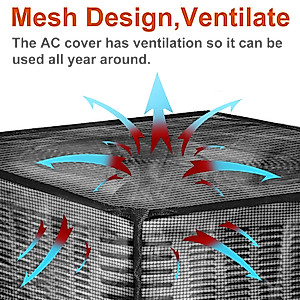 TRELC Outdoor Air Conditioner Cover, Mesh Air Conditioner Cover for Outside Units, All Seasons AC Unit Cover AC Mesh Cover Protect from Clogging - Cottonwood, Leaves, Weeds (35.4" x 35.4" x 39.4")