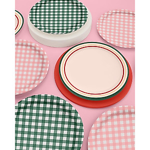 xo, Fetti Camp Gingham Paper Plates - 24 pk, 9" | Bachelorette Decorations, Camp Bride, Getting Lit + Getting Hitched, Gingham Birthday Party, Glamping Baby Shower Supplies, Cool Cake Plates