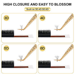 FEITA Eyelash Extension Tweezer Set Gold Lash Applicator Tool - Precision Lashes Diamond Grip Tweezers for 2D-6D Volume & Individual Eyelashes Extensions Supplies (6Pcs)