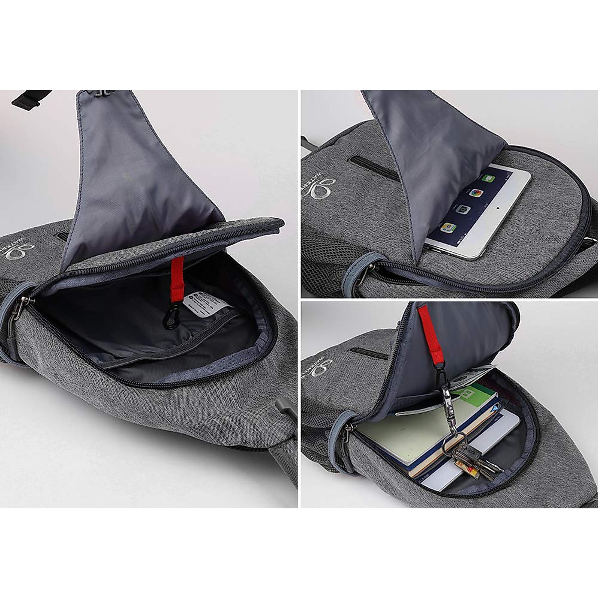 WATERFLY Crossbody Sling Backpack Sling Bag Travel Hiking Chest Bags Daypack (Dark gray)