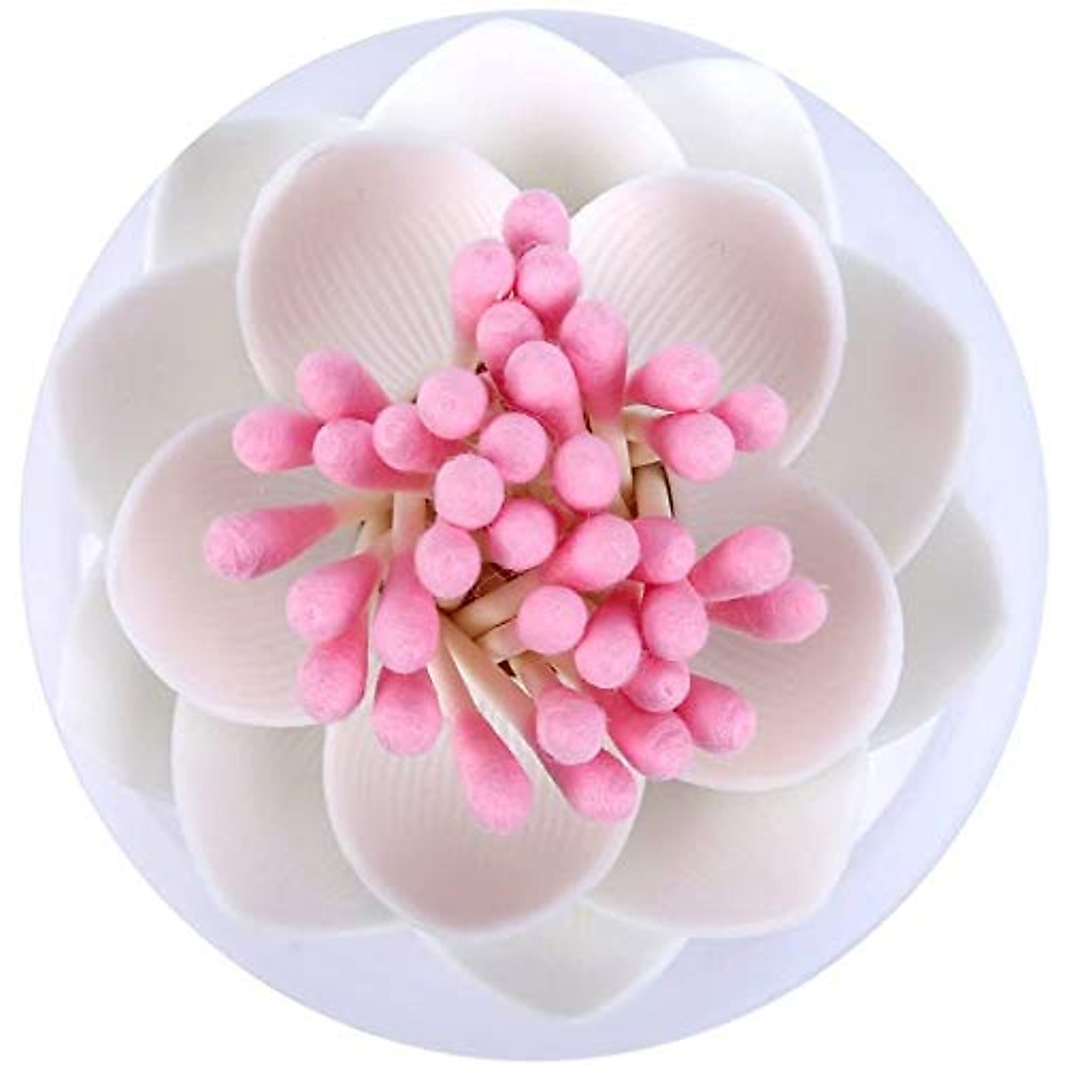 Niviy Q-Tips Holder Cotton Swab Organizer Lotus Shape Swab Cosmetic Storage Bathroom Decor, White1