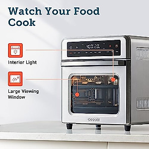 COSORI Air Fryer Toaster Oven, 13 Qt Airfryer Fits 8" Pizza, 11-in-1 Functions with Rotisserie, Dehydrate, Dual Heating Elements with Convection Fan for Fast Cooking, Cookbook & 6 Accessories, Silver