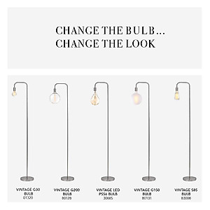 Globe Electric 67067 Holden 70" Floor Lamp, Brushed Steel, in-Line On/Off Foot Switch