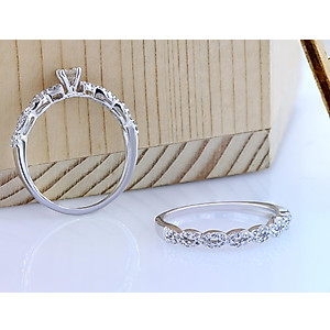 Dazzlingrock Collection 0.50 Carat (Cttw) 14k Round Diamond Women Engagement Ring Set 1/2 CT, White Gold, Size 7.5