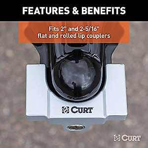 CURT 23081 Powder-Coated Aluminum Trailer Tongue Lock, 2-5/16-Inch Couplers