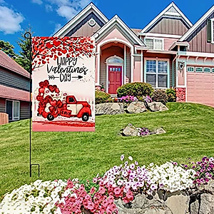 Valentines Day Garden Flags 12 x 18 Inch Double Sided Garden Yard Flag Decor Winter Burlap Mini Outdoor Flags for Outside Holiday Party Decorations