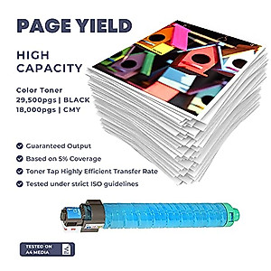 Toner Tap High Yield for Ricoh Aficio MP C3003 C3004 C3004SP C3503SP C3504 (4 Pack Bundle) 841813 841816 841815 841814 Compatible Replacements