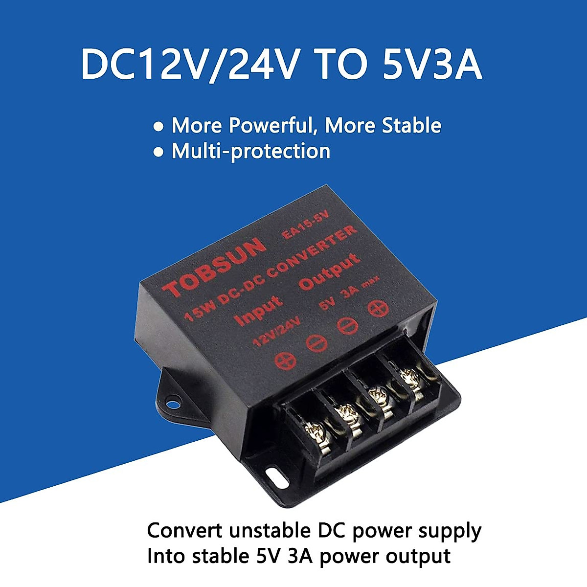 BINZET DC Converter Step Down Regulator 5V Regulated Power Supplies Transformer Converter (5V 3A 15W)