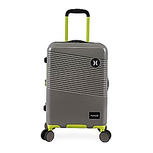 Hurley Looper Hardside Spinner Luggage, Light Grey Neon, Carry-On 21-Inch