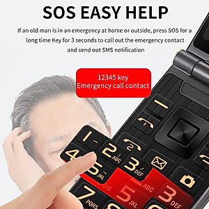 Flip Cell Phone for Seniors,G Seniors Phone,3.0 Inch Double Sided Large Screen Cell Phone,Long Standby Dual SIM Phone, 5900mAh 1.3 MP Support Flashlight Camera Music Player (Gold)