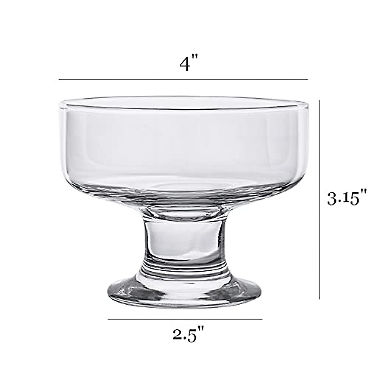 Kingrol 4 Pack Glass Dessert Bowls, 6.5 oz Crystal Glass Bowls for Ice Cream, Fruit, Pudding, Snack, Cereal, Nuts - Premium Glass Serving Dishes, Mini Trifle Bowl